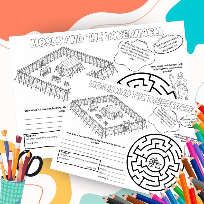 The Tabernacle Printable Sheet, Printable Bible Coloring Sheet, Sunday ...