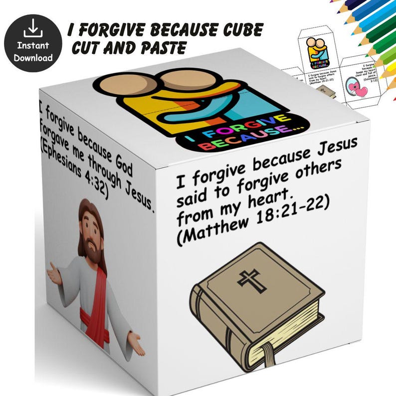 Forgiveness Bible Lesson Cube, Printable Bible Activity, Kids Bible ...