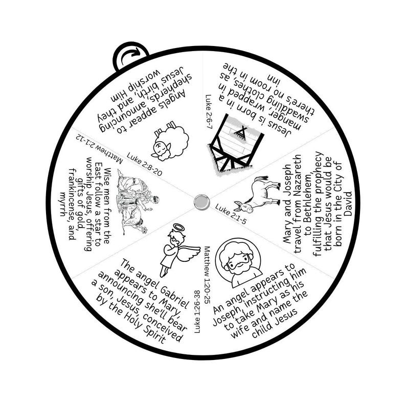 The Birth of Jesus Coloring Wheel, Nativity Christmas Activity, Kids ...