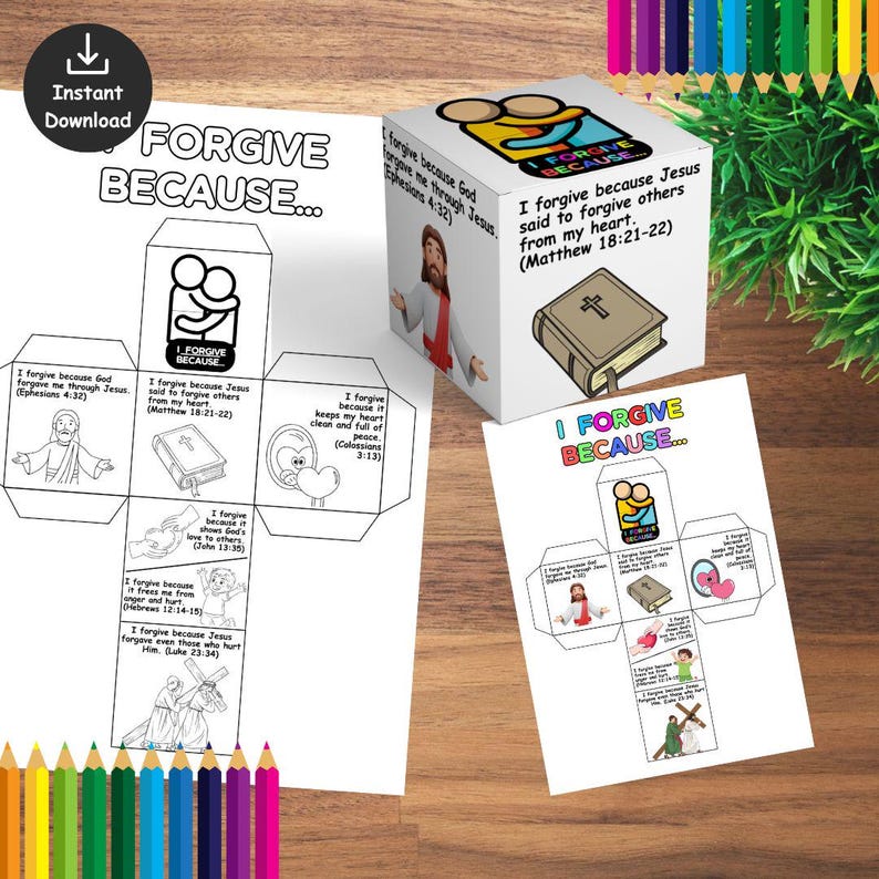 Forgiveness Bible Lesson Cube, Printable Bible Activity, Kids Bible ...