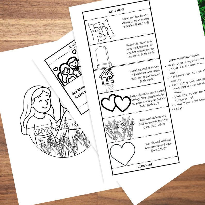 Ruth and Naomi Folding Surprise Bible Craft, Bible Study Lesson, Sunday ...