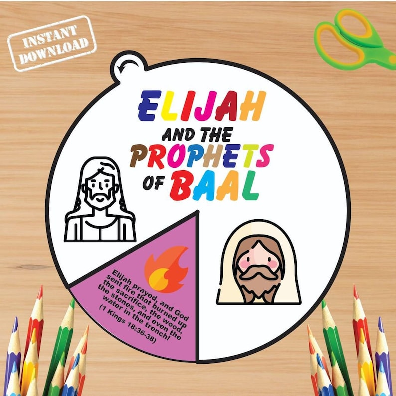 Elijah Coloring Wheel, Printable Bible Verse Activity, Watercolor, Kids ...