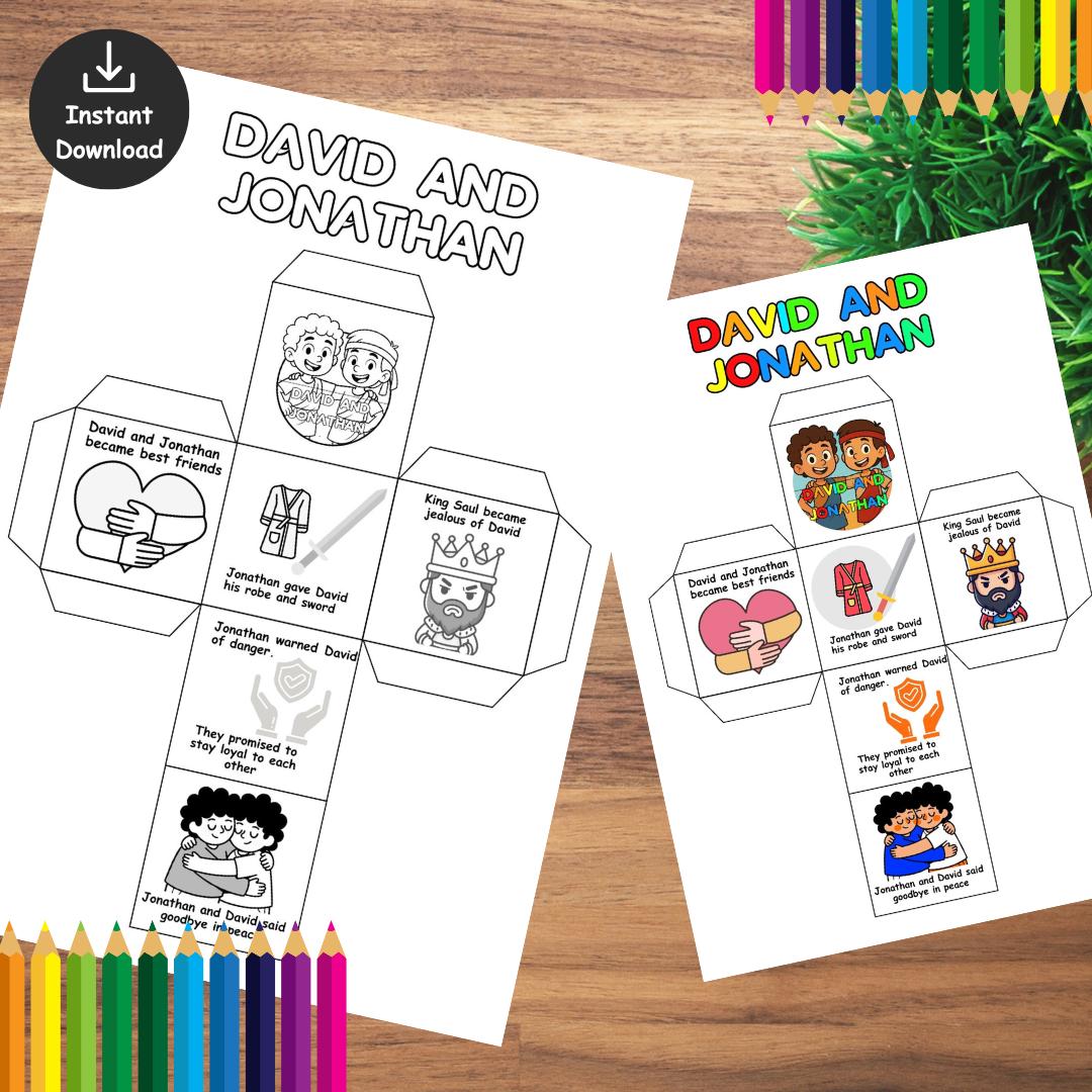 David and Jonathan Coloring Cube, Bible Story Lesson, Sunday School ...