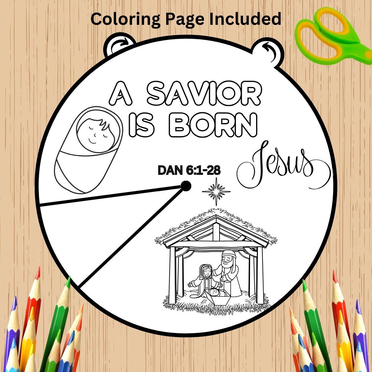 A Savior is Born Coloring Wheel, Nativity Christmas Activity, Kids ...