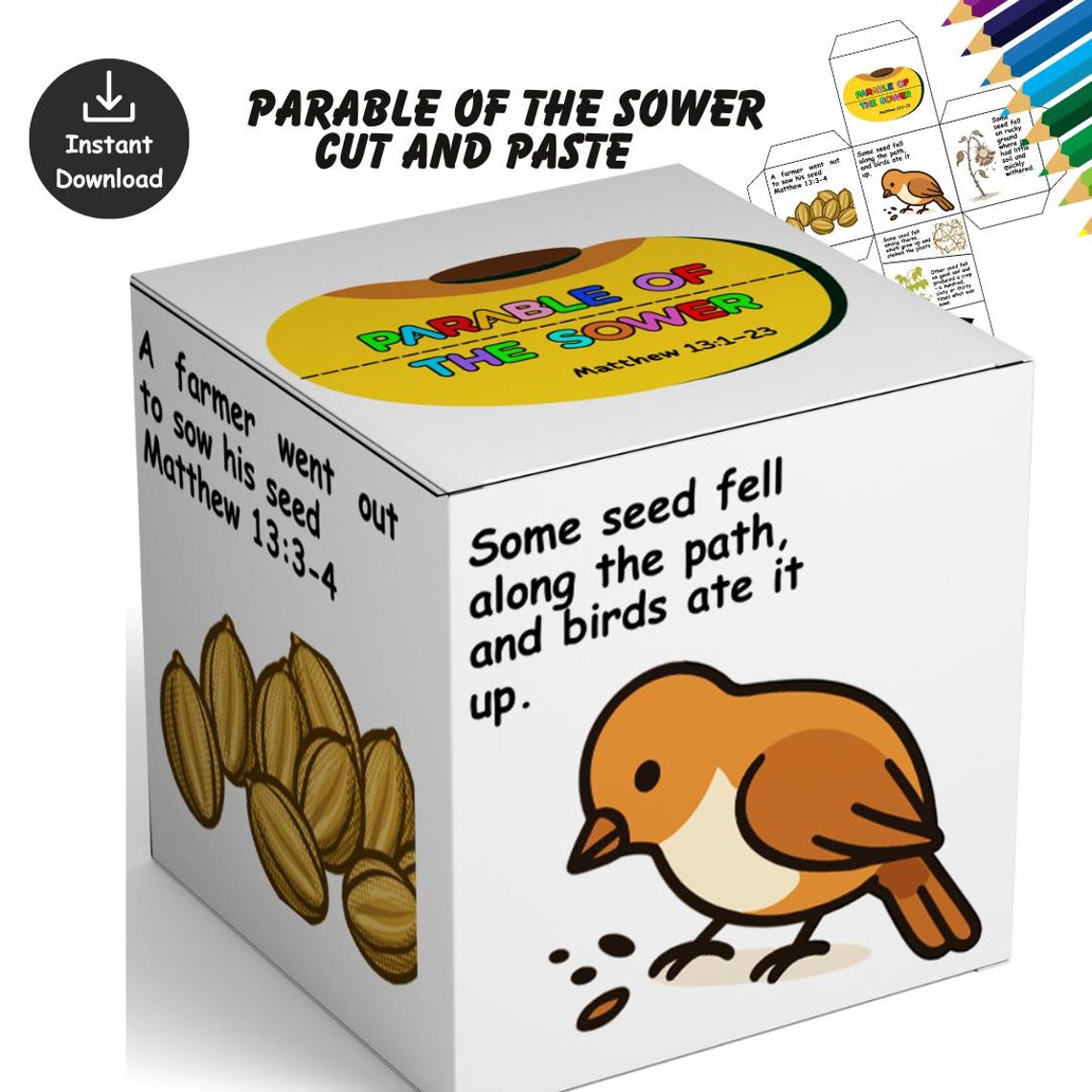 Parable of the Sower Foldable Cube Bible Story Craft, Bible Lesson ...