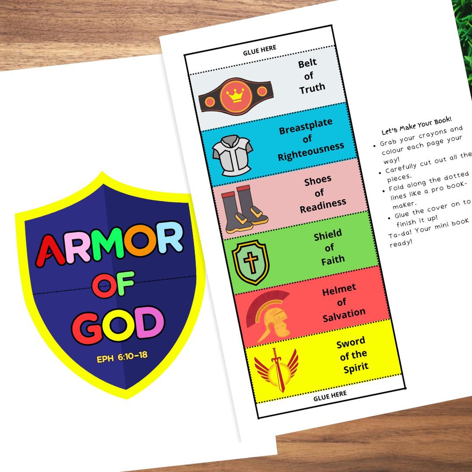 Armor of God Folding Surprise Bible Craft, Bible Lesson, Memory Game ...