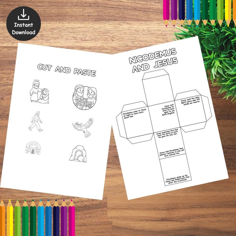 Nicodemus Meets Jesus Cube Craft, Printable Sunday School, Bible Story ...