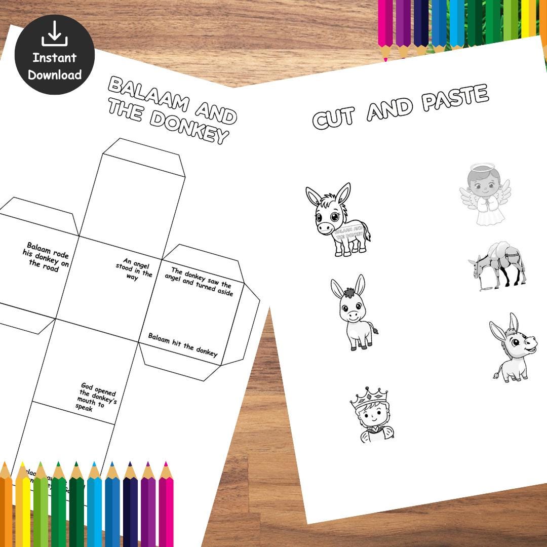 Balaam and the Donkey Cube, Coloring Cube Craft, Bible Lesson Study ...