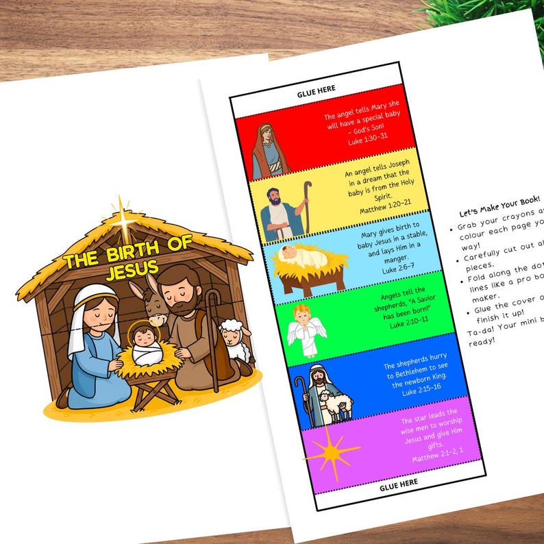 The Birth of Jesus Folding Surprise Craft, Christmas Story for Kids ...
