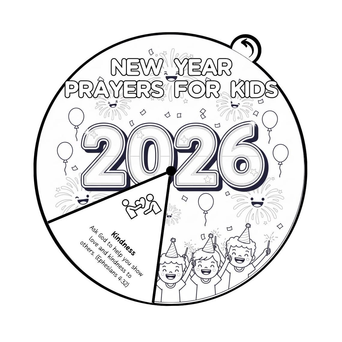 New Year Prayers Coloring Wheel, Bible Activity, Memory Game, Sunday ...