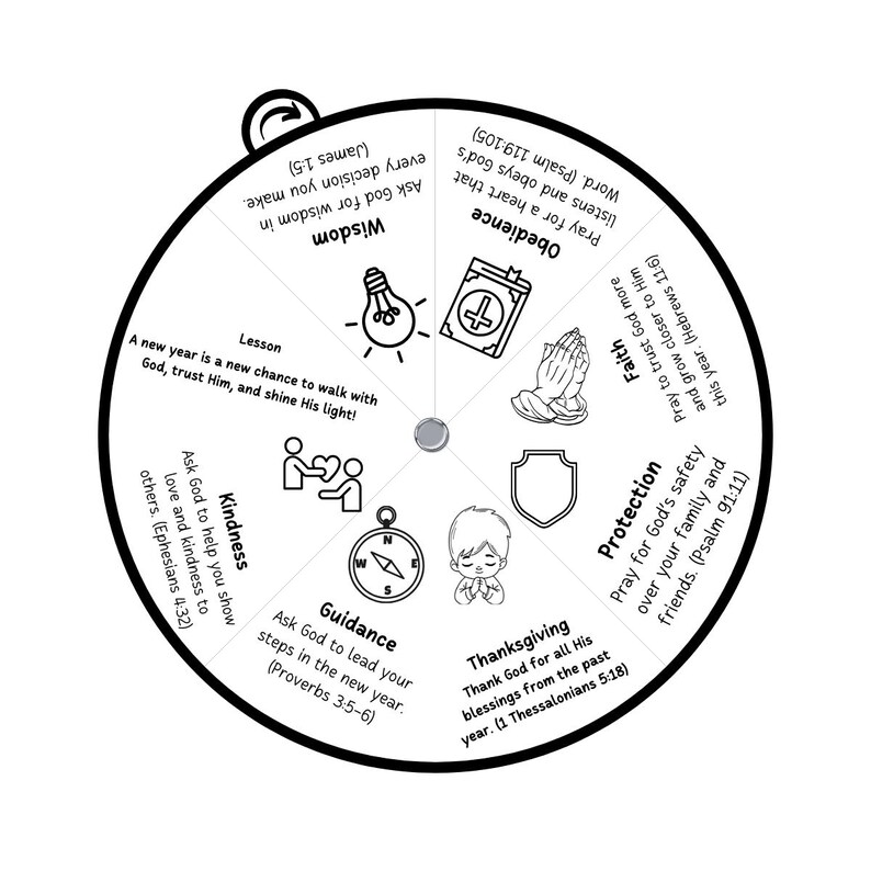 New Year Prayers Coloring Wheel, Bible Activity, Memory Game, Sunday ...