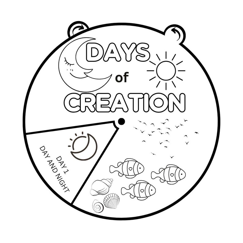 Days of Creation Coloring Wheel, Bible Activity, Kids Bible Lesson ...