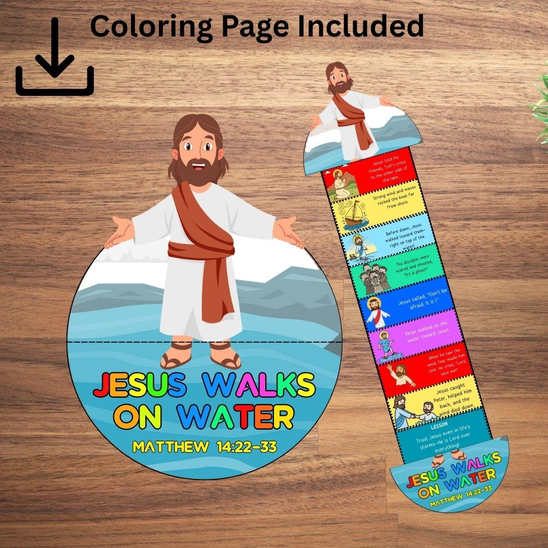Jesus Walks on Water Kids Bible Story Craft Printable Sunday School ...