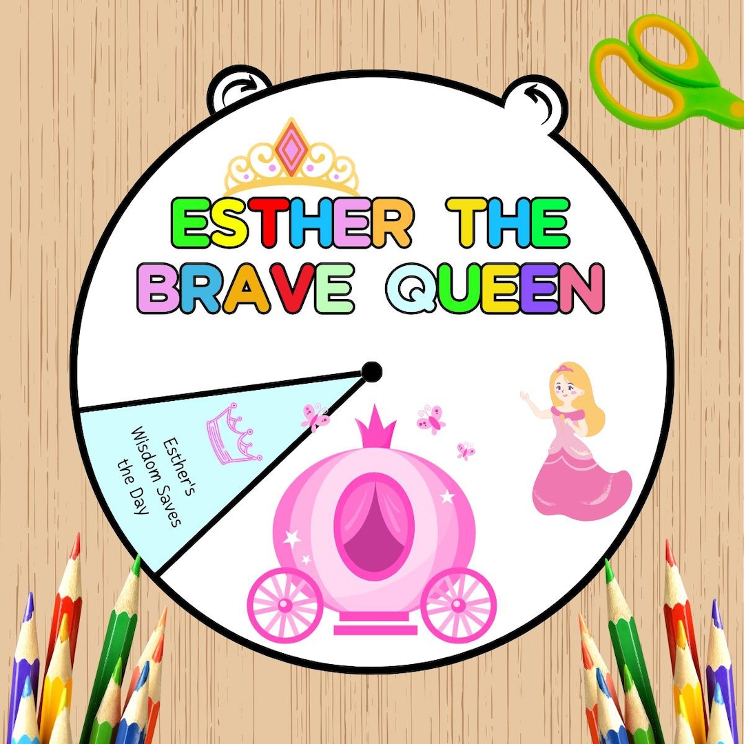 Queen Esther Coloring Wheel, Esther Bible Study Craft, Printable Bible ...
