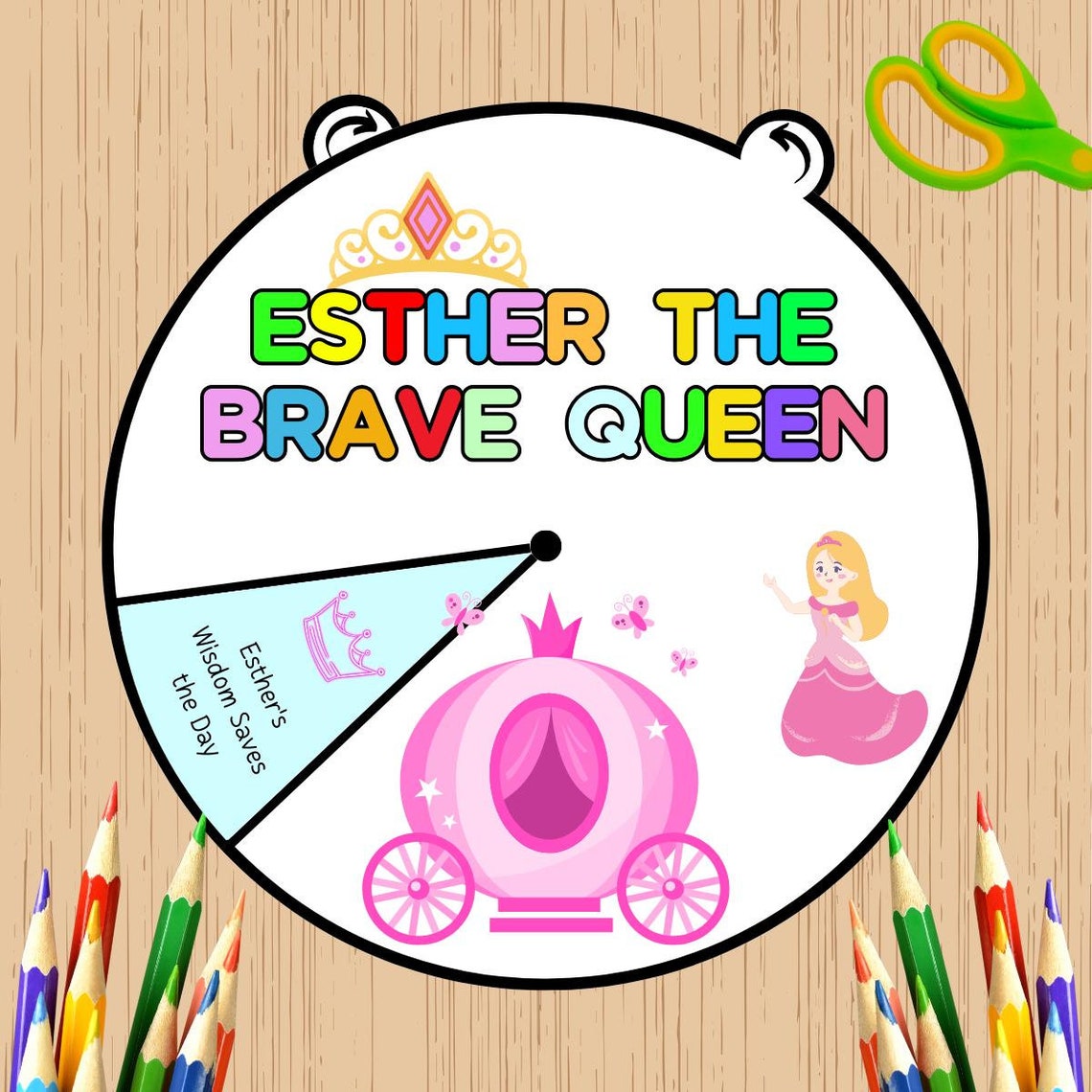 Queen Esther Coloring Wheel, Esther Bible Study Craft, Printable Bible ...