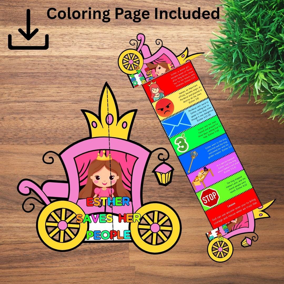 Esther Saves Her People Folding Surprise Bible Craft, Bible Lesson ...
