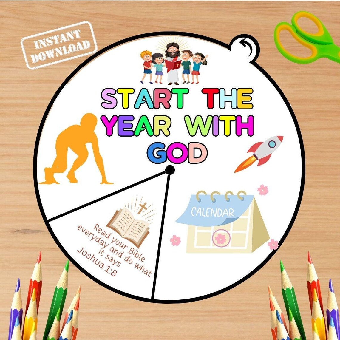 Start the Year With God Coloring Wheel | Christian New Year’s Craft for ...