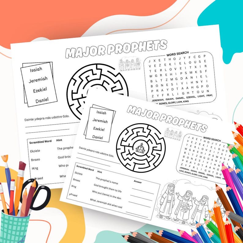 Major Prophets Activity Sheet, Bible Craft, Bible Study Lesson Guide ...