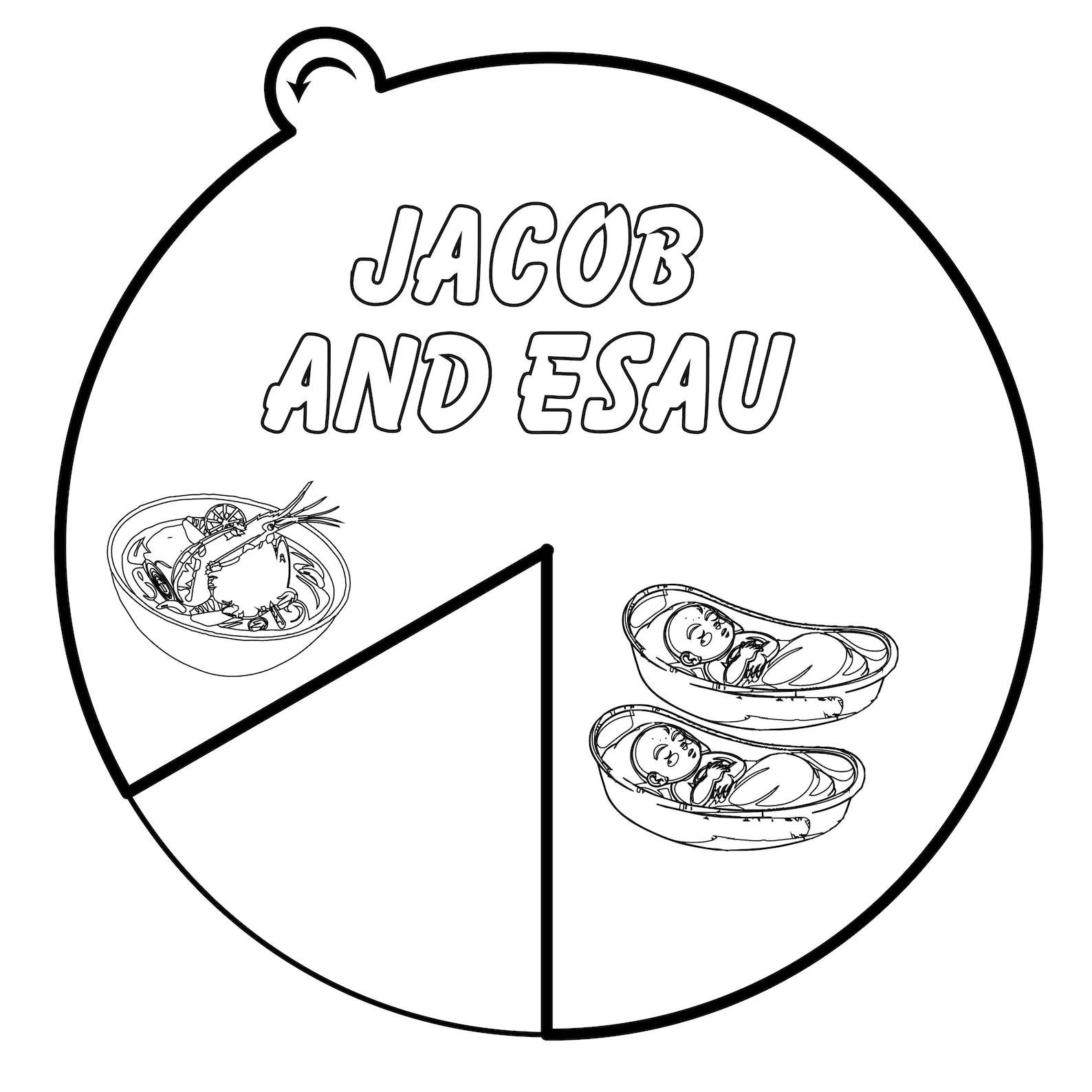 Jacob and Esau Coloring Wheel, Bible Craft, Bible Story Lesson, Sunday ...