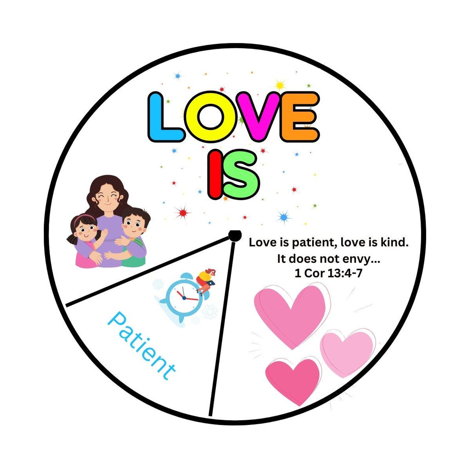 God is Love Coloring Wheel, Printable Bible Activity, Watercolor, Kids ...