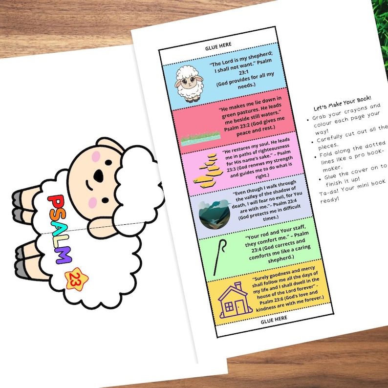 Psalm 23 Folding Surprise Bible Craft, Bible Lesson, Psalm Craft ...
