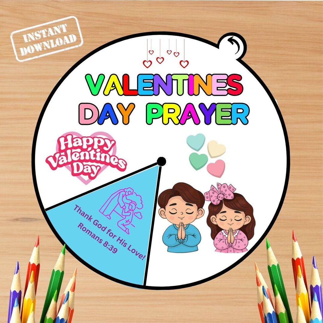Valentine's Day Prayer Kids Coloring Wheel Printable| Christian ...