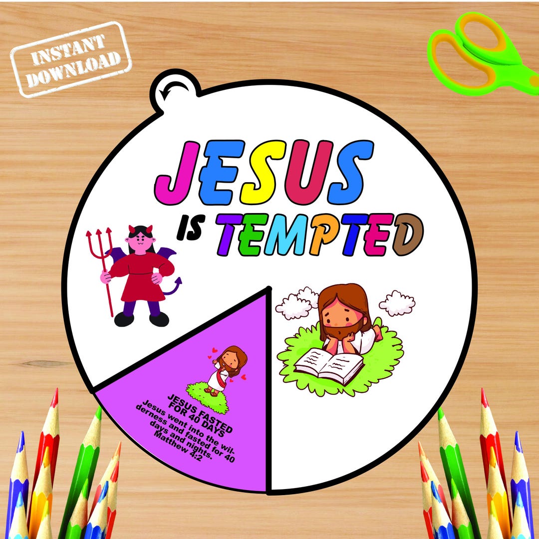 Jesus is Tempted in the Wilderness Coloring Wheel, Matthew 4:1-11 Bible ...