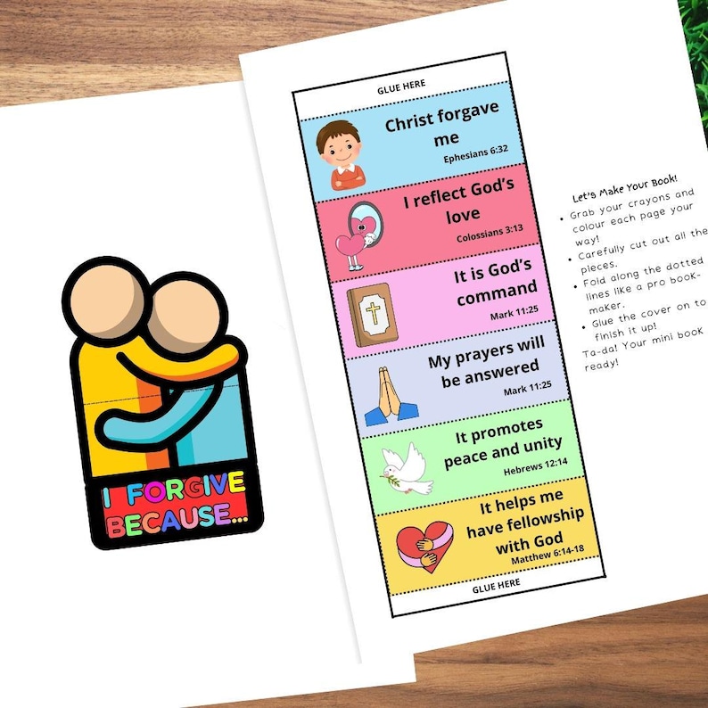 Forgiveness Scripture Folding Surprise, Printable Bible Activity, Kids ...