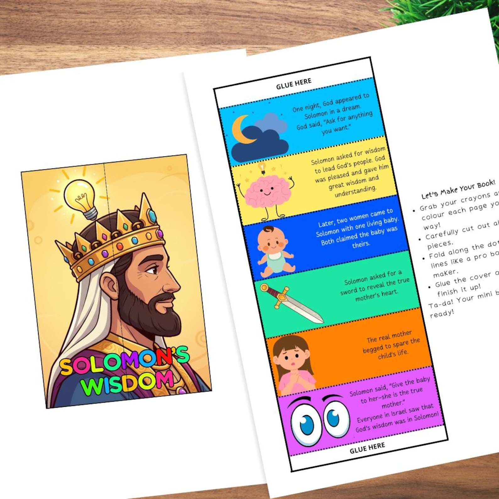 Solomon’s Wisdom Folding Surprise: Bible Craft, Bible Story Lesson ...