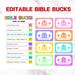 Editable Bible Bucks Printable, Kids Reward Coupons, Chore Bucks ...