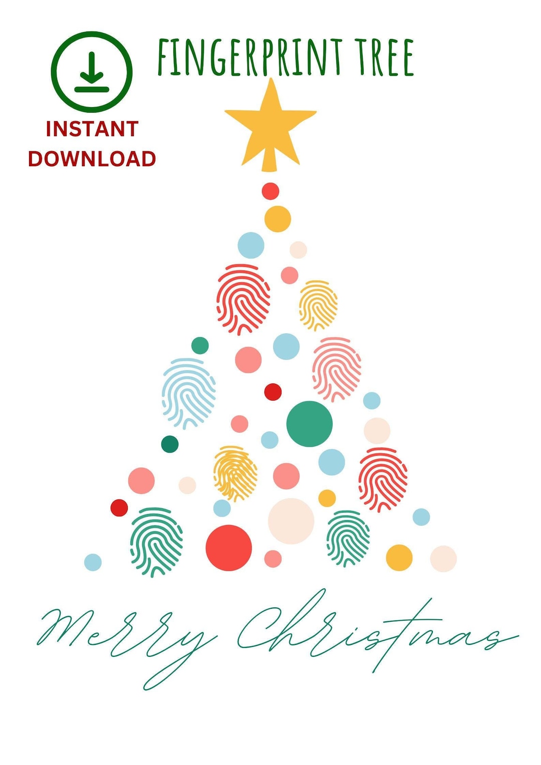 Fingerprint Christmas Tree Printable Craft , Advent Activity for Kids ...