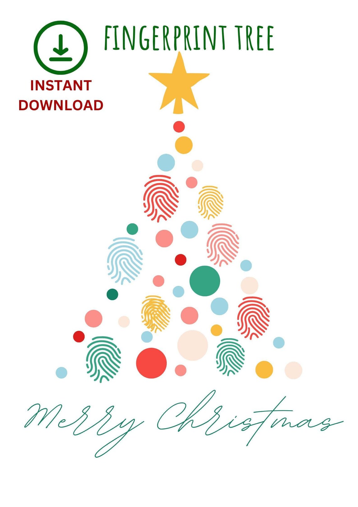Fingerprint Christmas Tree Printable Craft , Advent Activity for Kids ...