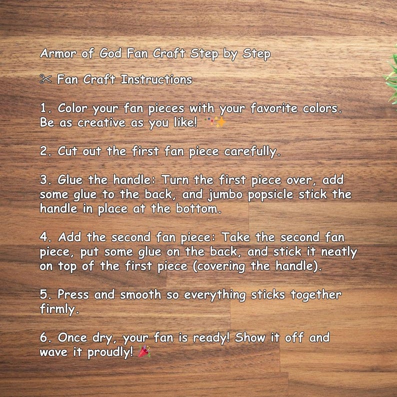 Armor of God Fan Bible Craft for Kids, Bible Lesson, Sunday School ...