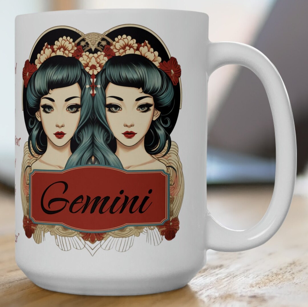 Gemini the Twins White Mug 15oz Gemini Zodiac Coffee Mug - Etsy