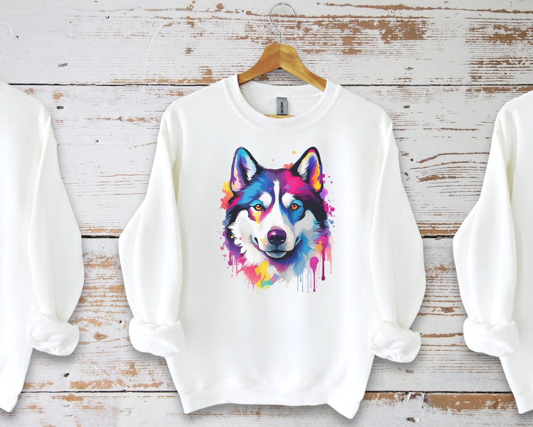 Colorful Husky Sweatshirt, Husky Mama Sweatshirt, Husky Mama Shirt ... Colorful Husky Sweatshirt, Husky Mama Sweatshirt, Husky Mama Shirt ...
