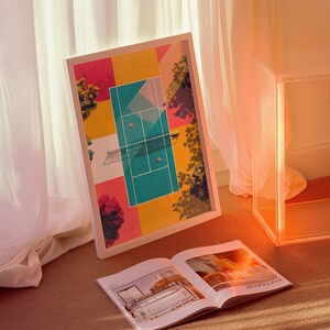 Tennis Poster - Tennis Fans - 70s Decor Retro Tennis Art - Tennis Court ...