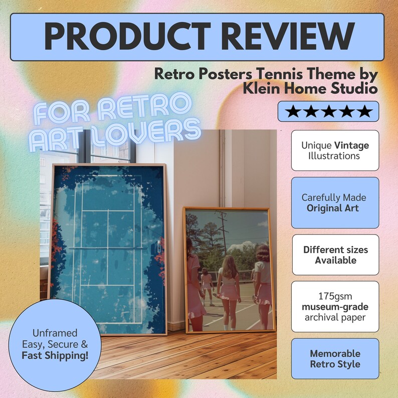 Retro Tennis Print - 70s Decor Retro Tennis Art - Poster of Tennis ...