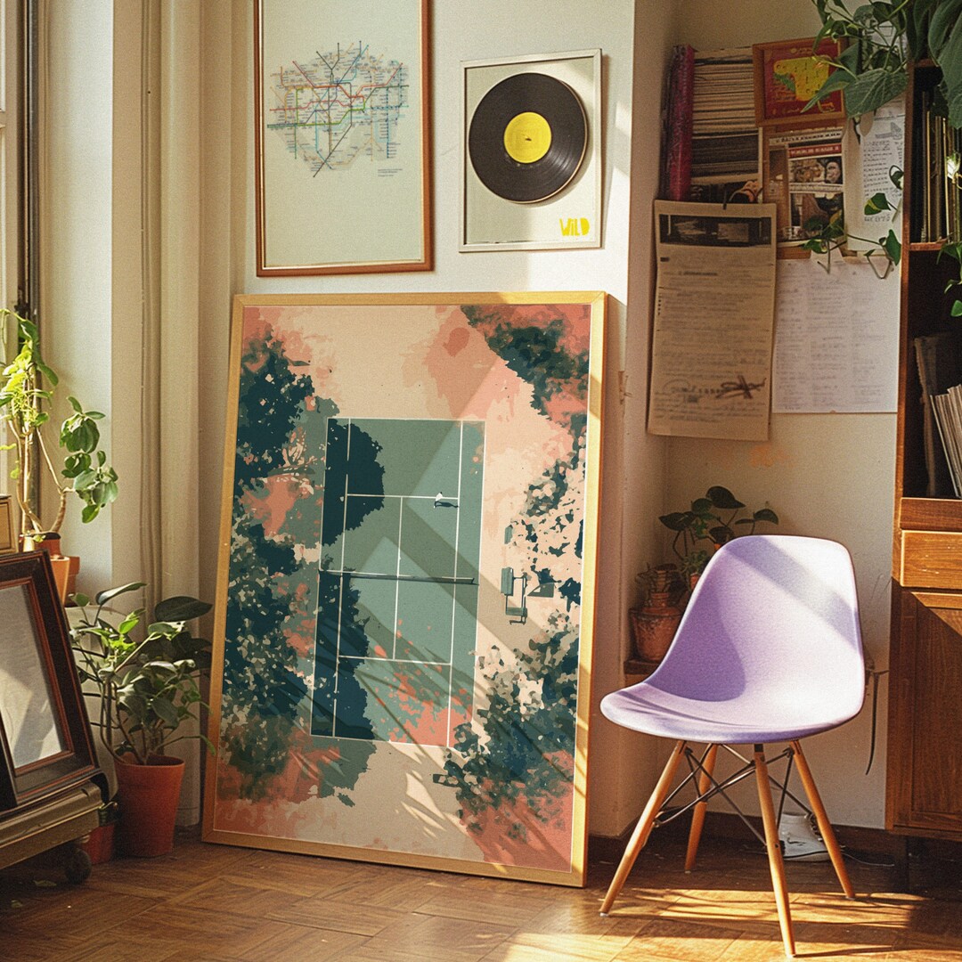 Retro Tennis Print - 70s Decor Retro Tennis Art - Poster of Tennis ...