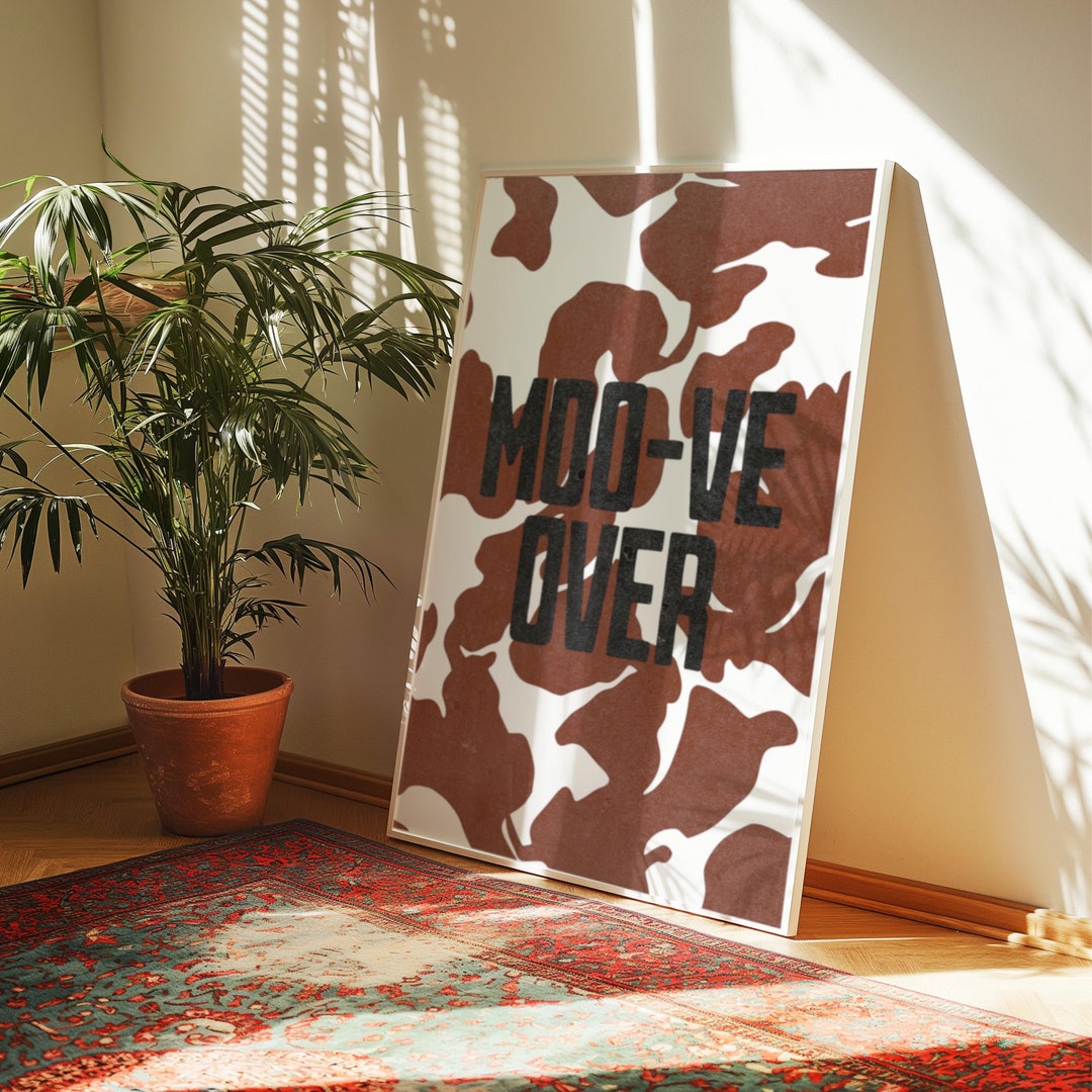 Cow Print Poster Funny Wall Art, Black and White Cow Pattern Print ...