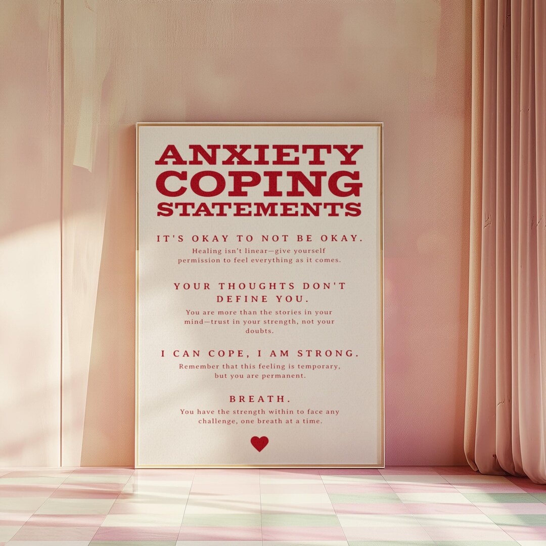 Mental Health Poster, Anxiety Coping Statement, Therapy Office Decor ...