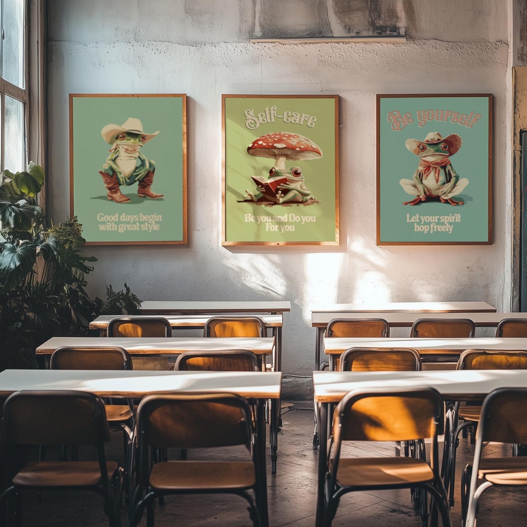 Reading Poster Retro Frog Poster Cute Retro Quirky Print Classroom ...