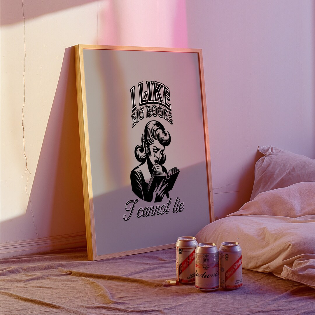 Retro Book Lover Poster i Like Big Books Funny Retro Style Print Retro ...
