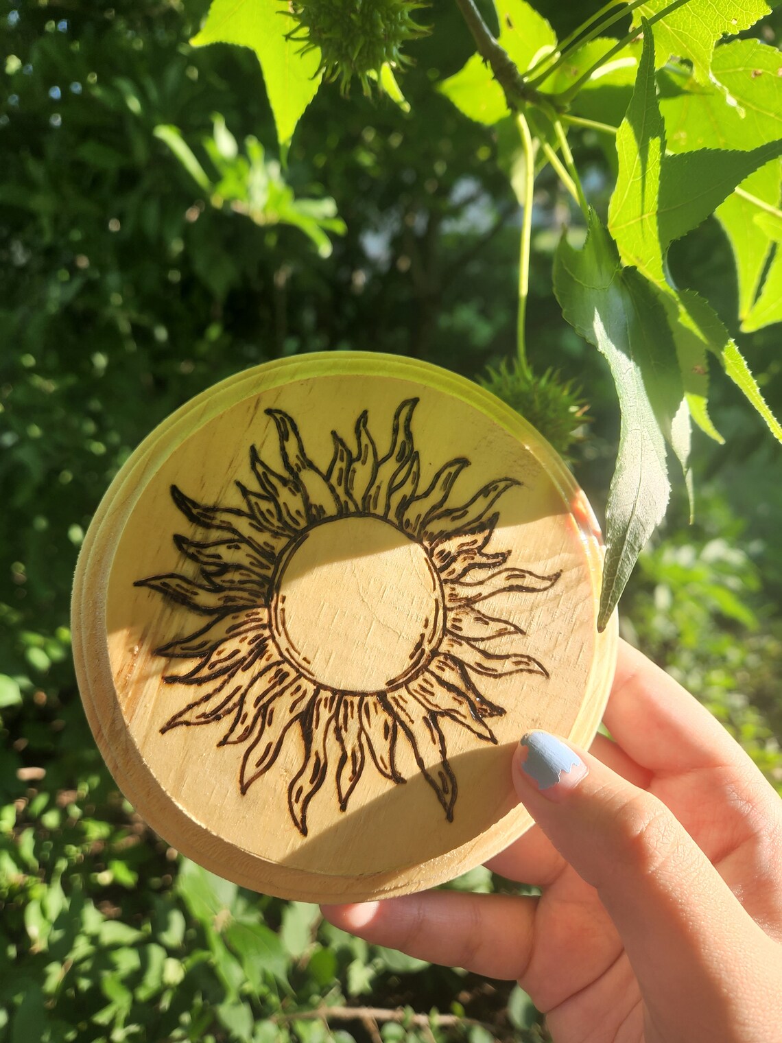 Sun Traditional Design Pyrography Art, Handmade Wood Burn Plaque ...