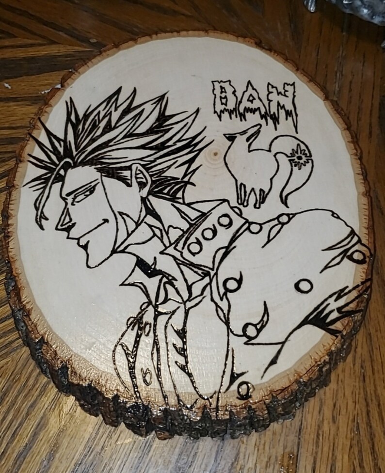 Anime Character Commission Pyrography Art, Handmade Personalized Wood ...
