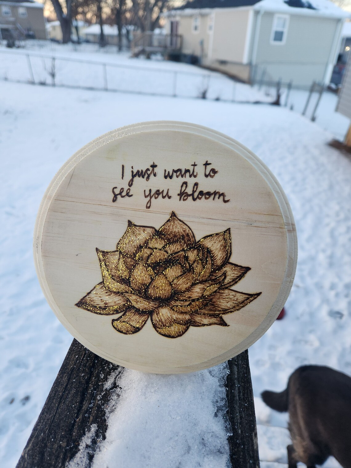 Gold Lotus Flower Wood Burn, Handmade Pyrography Art, Hippie, Boho ...