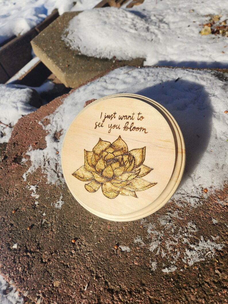 Gold Lotus Flower Wood Burn Handmade Pyrography Art, Hippie, Boho ...