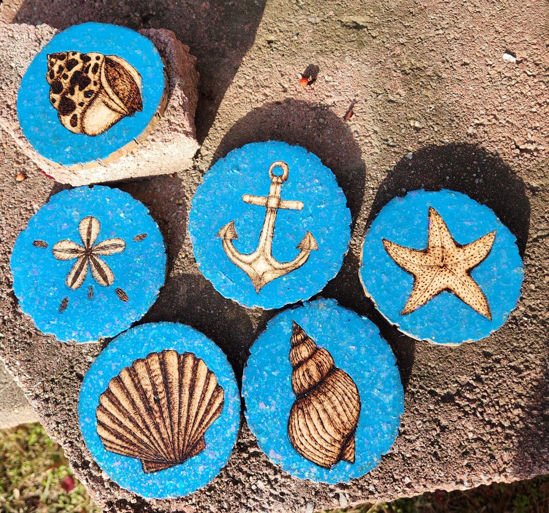Custom Commission Set of Wood Burned Coasters, Handmade Pyrography Art ...