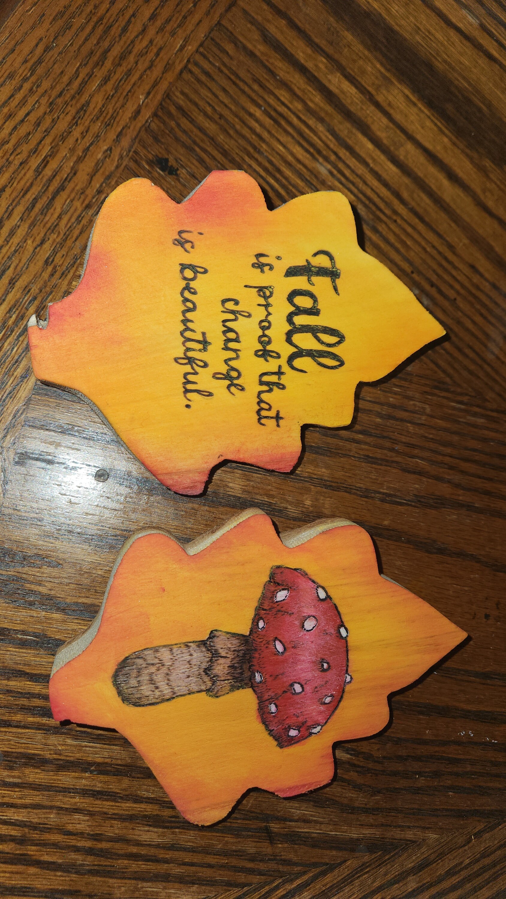 Fall Wooden Leaves Pyrography Art Handmade Wood Burn on - Etsy