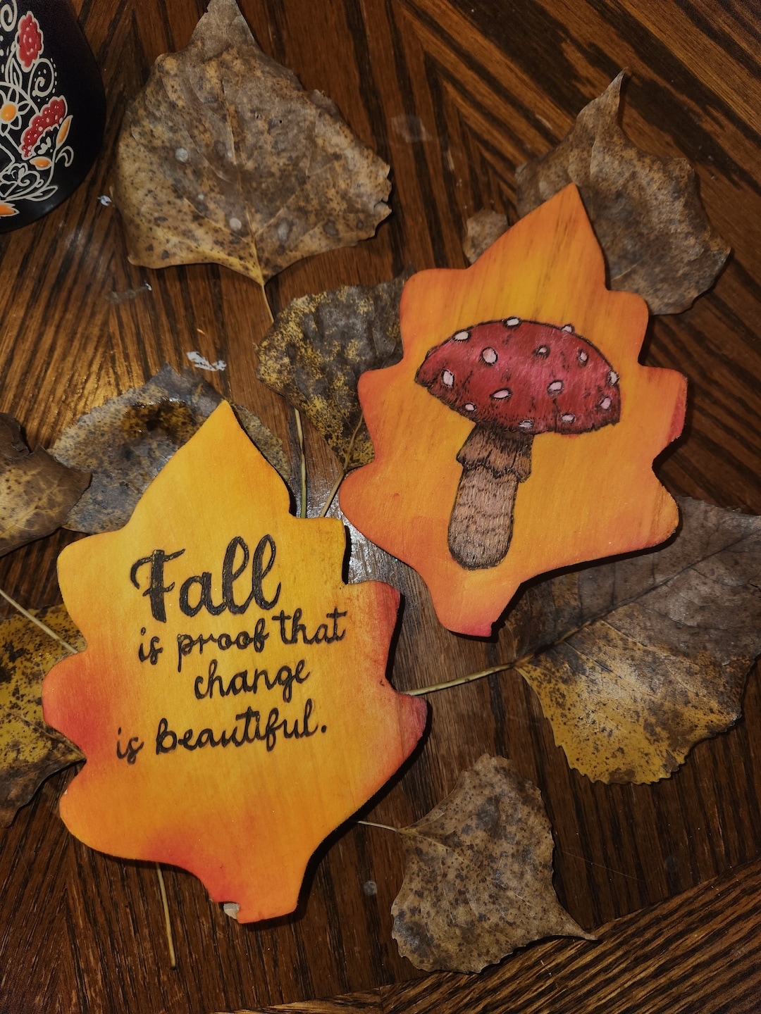 Fall Wooden Leaves Pyrography Art Handmade Wood Burn on - Etsy