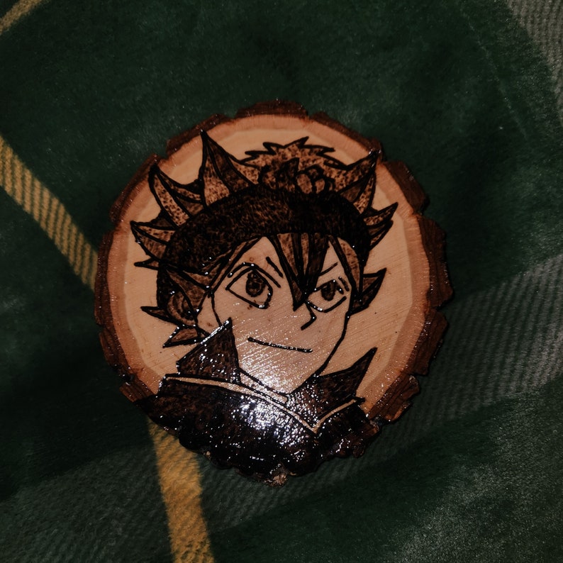 Anime Character Commission Pyrography Art, Handmade Coasters, Custom ...